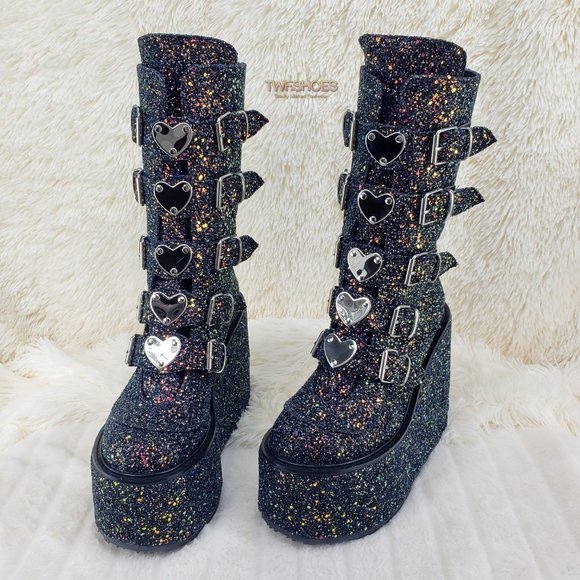 Demonia | Shoes | Cyber Gothic Punk Platform Glitter Mid Calf Boots ...
